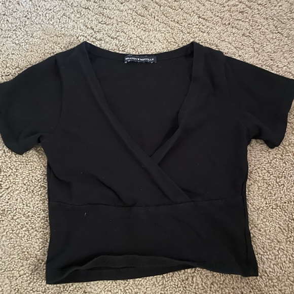 Brandy Melville | Tops | Brandy Black Crossover Crop Top | Poshmark